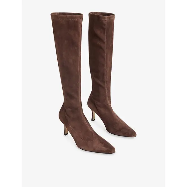 Whistles Hera Stretch Suede Knee-high Boots - Brown