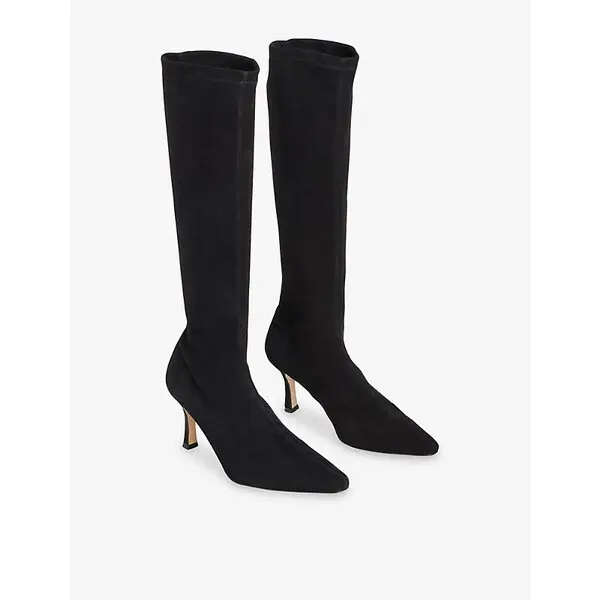Whistles Hera Stretch-suede Knee-high Boots - Black