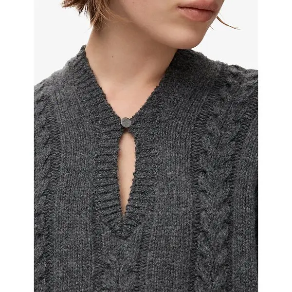 Loewe Keyhole Cable-knit Wool Jumper - Grey