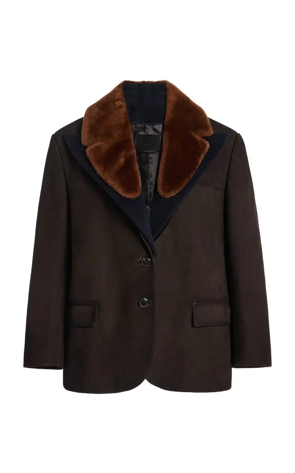 Prada Shearling-trimmed Suede Caban Jacket