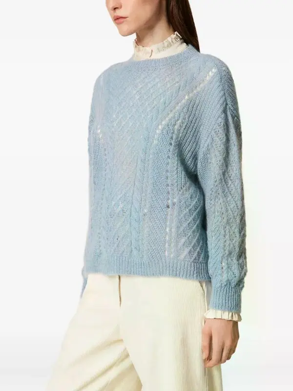 TWINSET Cable-knit Open-work Pullover - Blue