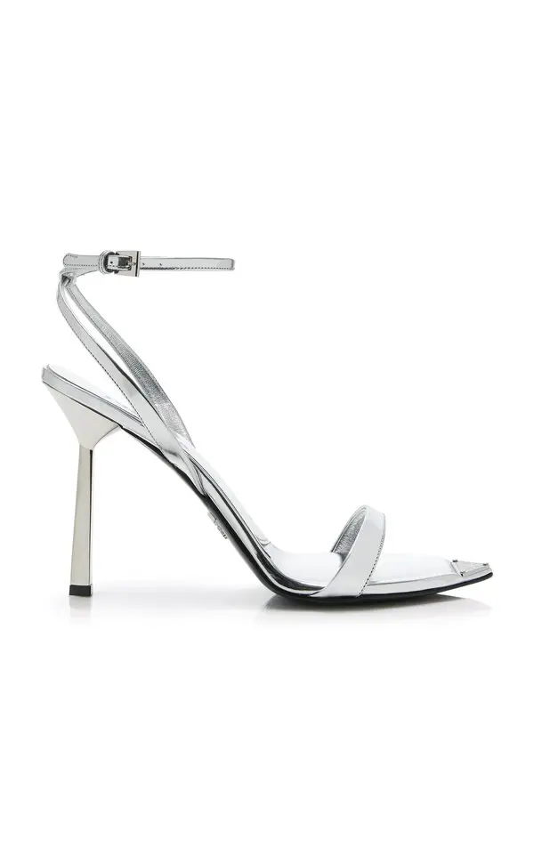 Prada Metallic Leather Heeled Sandals