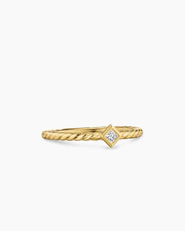 David Yurman Cable Stack Ring In 18k Yellow Gold With - Diamond