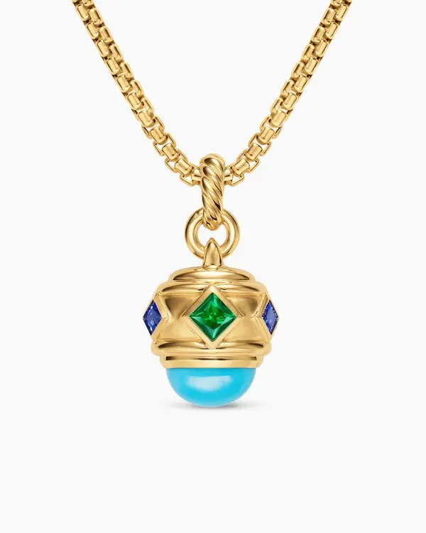 David Yurman Renaissance Amulet In 18k Yellow Gold - Turquoise