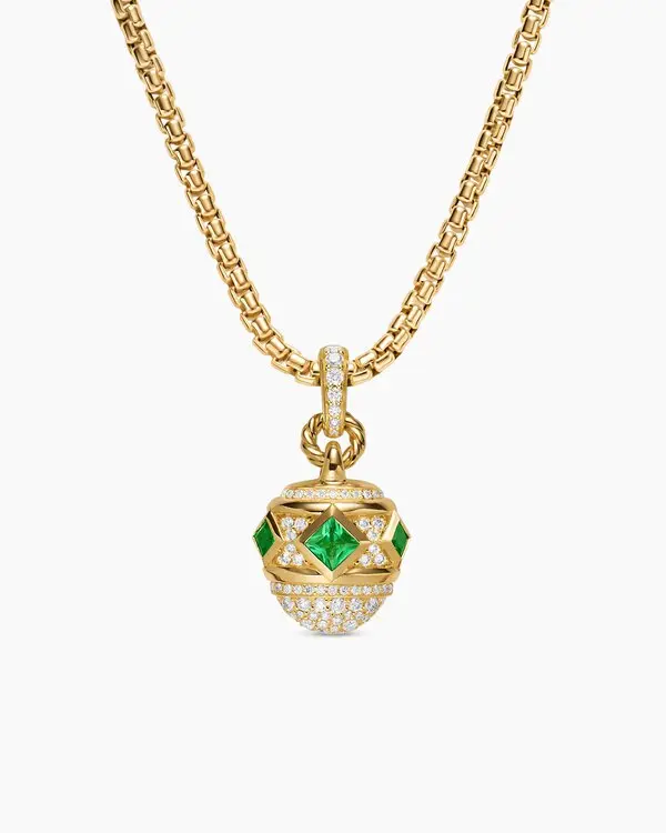 David Yurman Renaissance Amulet In 18k Yellow Gold With Emeralds And Diamonds - Emerald