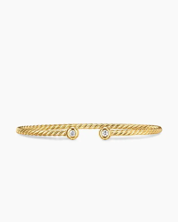 David Yurman Micro Cablespira® Bracelet In 18k Yellow Gold With Diamonds - Diamond