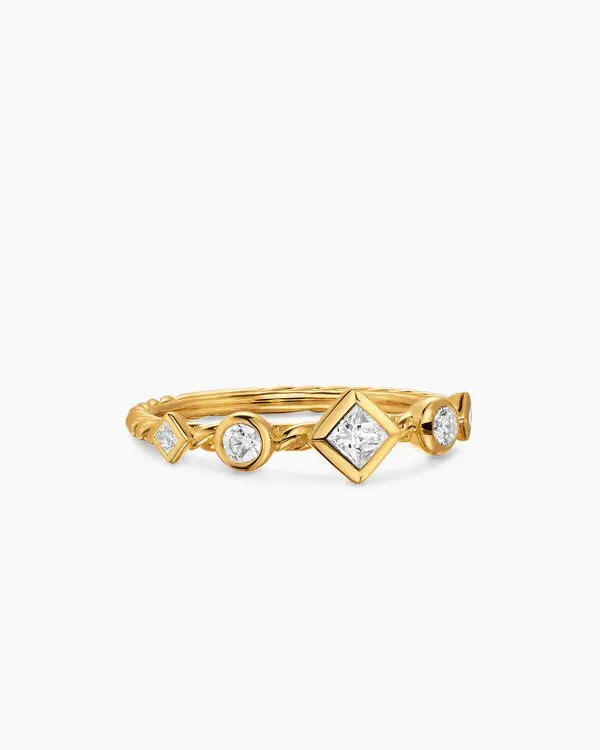 David Yurman Cable Band Ring In 18k Yellow Gold With Diamonds - Diamond