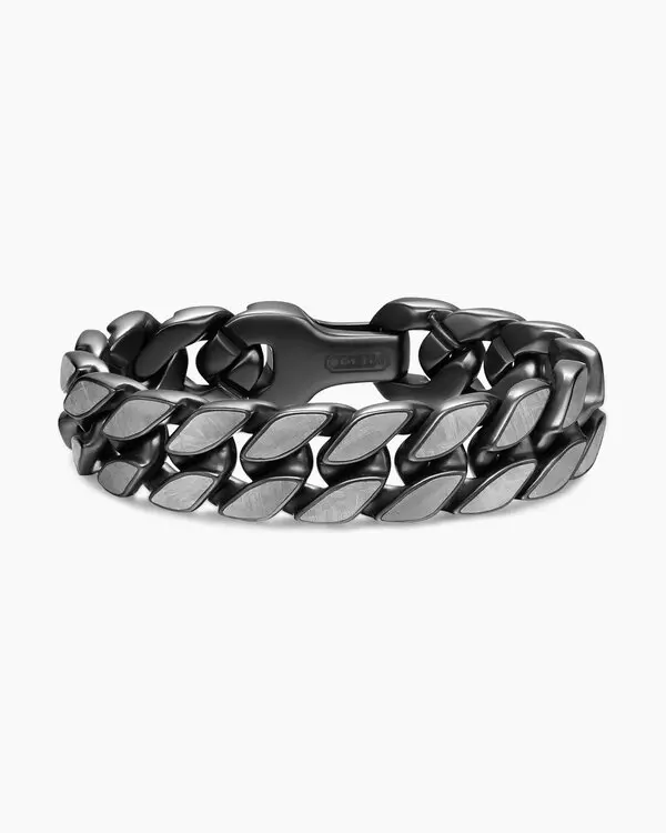 David Yurman Curb Chain Bracelet In Black Titanium With Black Diamonds - Meteorite