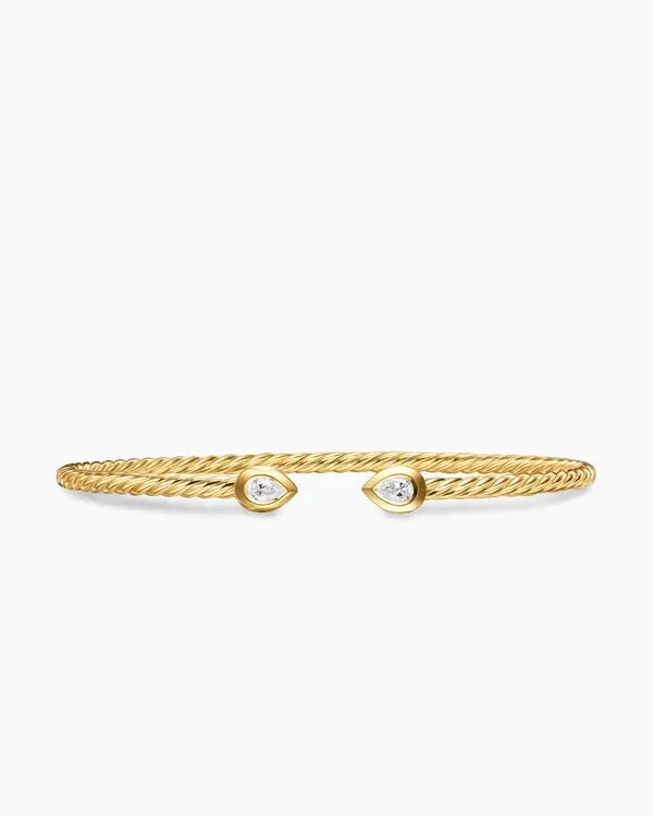 David Yurman 18k Yellow Gold Cablespira® Flex Pear Bracelet With Diamonds - Diamond