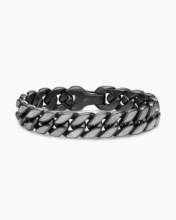 David Yurman Curb Chain Bracelet In Black Titanium With - Meteorite