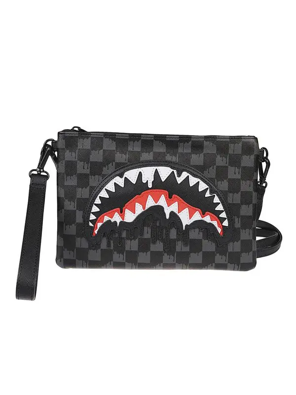 SPRAYGROUND Dripping Sharks In Paris Crossover Clutch Bag - Black