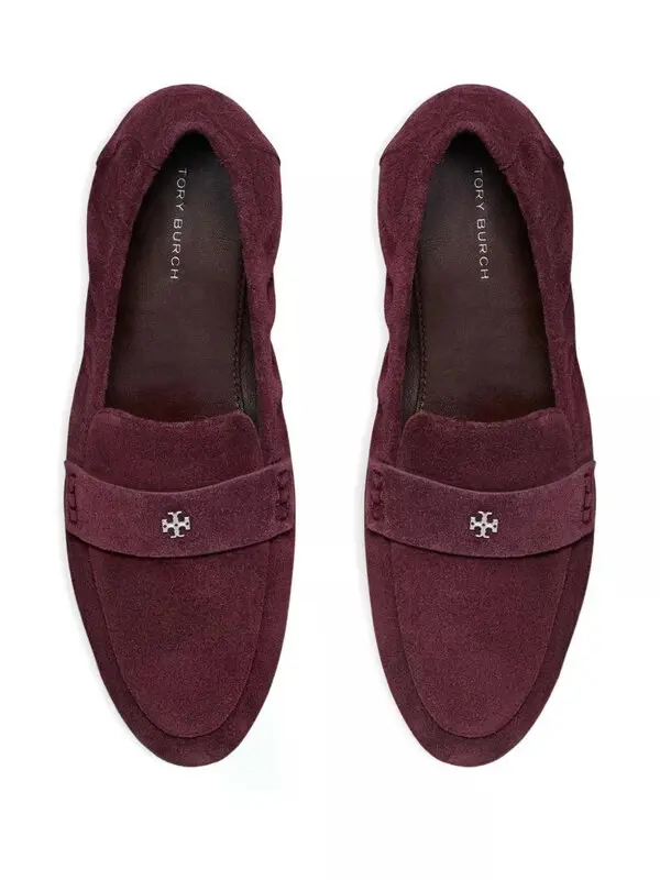 Tory Burch Logo-plaque Suede Loafers - Red