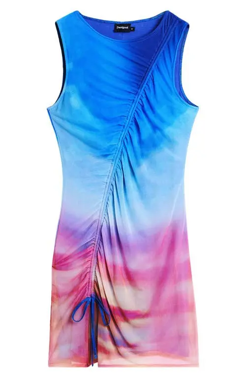 Desigual Printed Ruched Sleeveless Minidress
