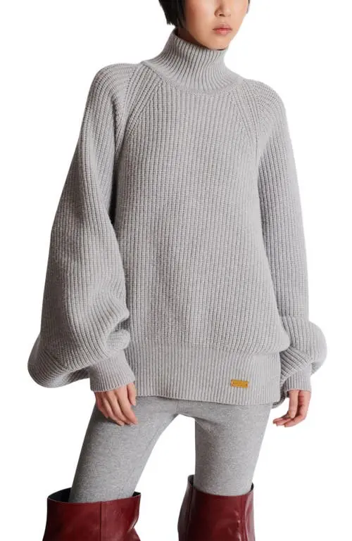 Balmain High-neck Ribbed Knit Jumper - Grey