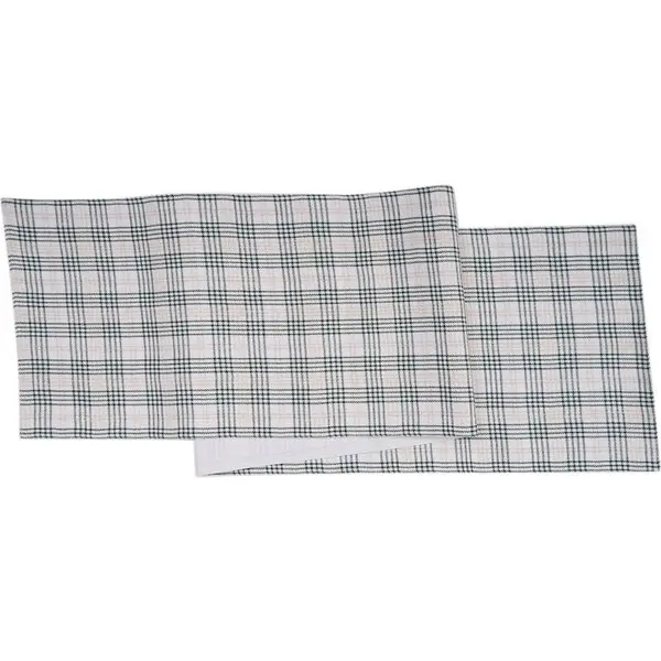 C&F HOME Sage & Gold Plaid 100% Cotton Christmas Table Runner 13" X 72 - Green