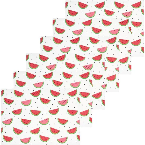 C&F HOME Watermelon Whimsy Placemats, Set Of 6 - White