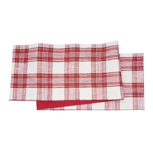 C&F HOME Gracelyn Red & White Plaid Christmas 100% Cotton Table Runner 13" X 72 - Yellow