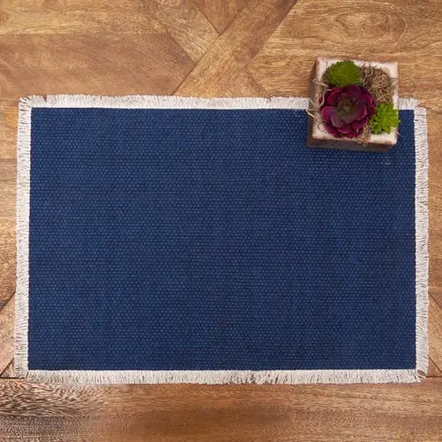 C&F HOME Fringed Vintage Indigo Placemats Set Of 6