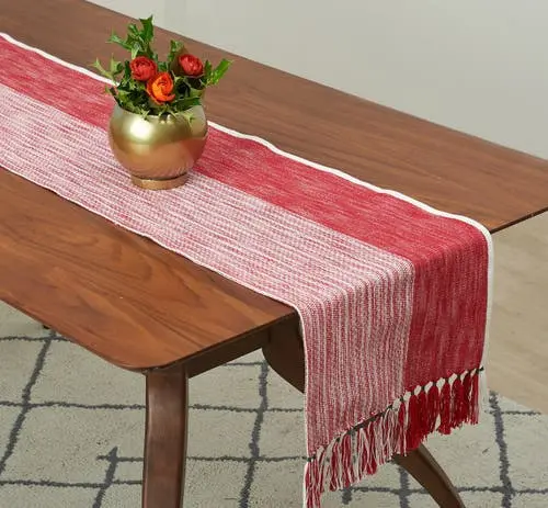 CAROL & FRANK Kerbey Ruby Table Runner 13" X 72