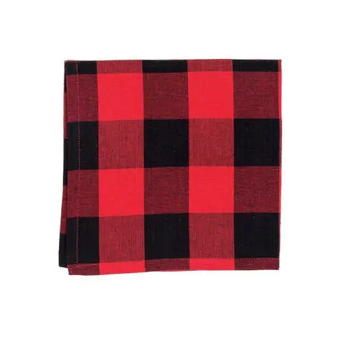 C&F HOME Franklin Black/ Check Gingham Plaid Woven Napkin Set Of 6 - Red