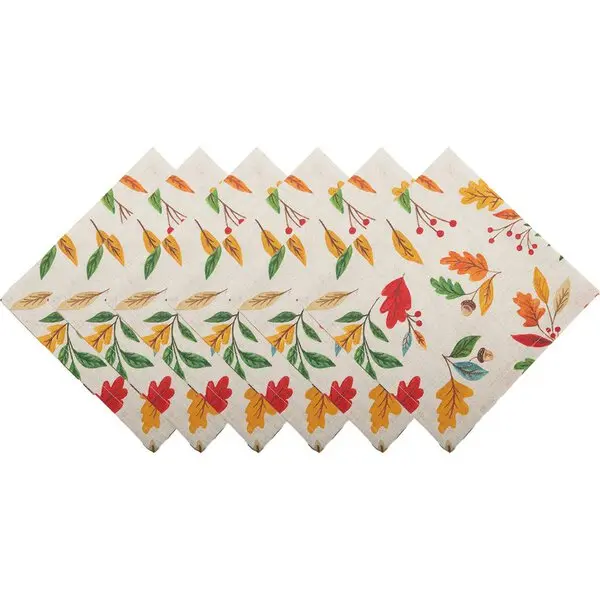 C&F HOME Harvest Leaves Napkin Set Of 6 - Beige