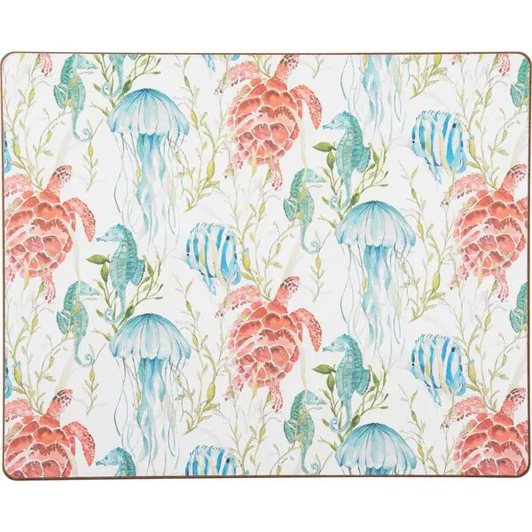 C&F HOME Paradise Sound Placemats, Set Of 6 Coastal Ocean Beach Nautical - Blue