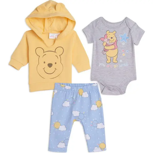 Disney Hoodie, Bodysuit, And Pants Set - Winnie The Pooh Multicolor