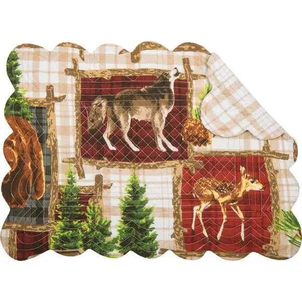 C&F HOME Bryson Retreat Woven Reversible Rustic Lodge Placemats Set Of 6 - Brown