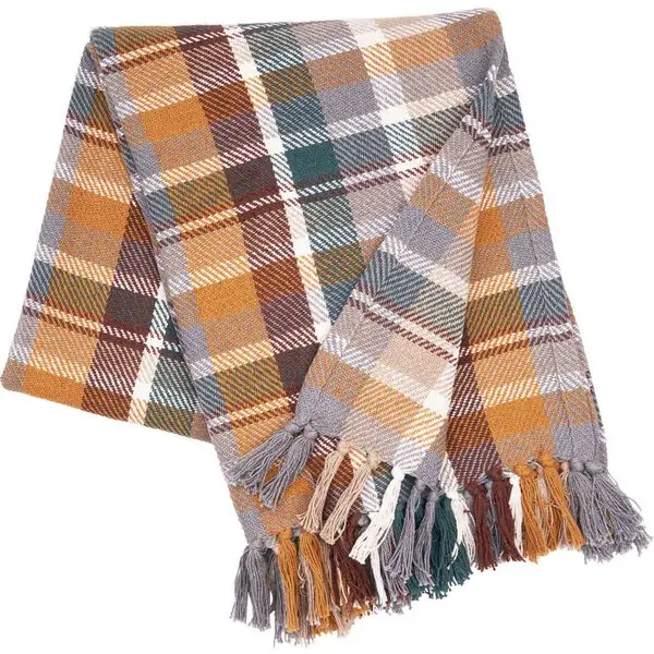C&F HOME Aspen Plaid 100% Cotton Accent Throw Blanket 50" X 60 - Brown