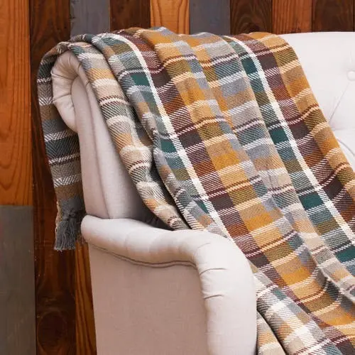 C&F HOME Aspen Plaid 100% Cotton Accent Throw Blanket 50" X 60