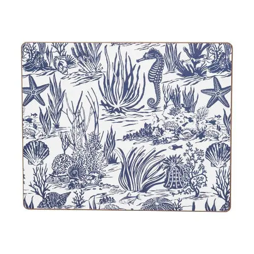 C&F HOME Reef Shores Placemats Set Of 6 & White Seaside Pattern - Blue