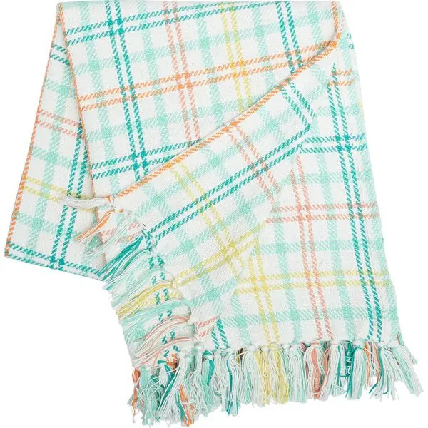C&F HOME Easter Bunny Trail Plaid 100% Cotton Accent Throw Blanket 50" X 60 - Blue