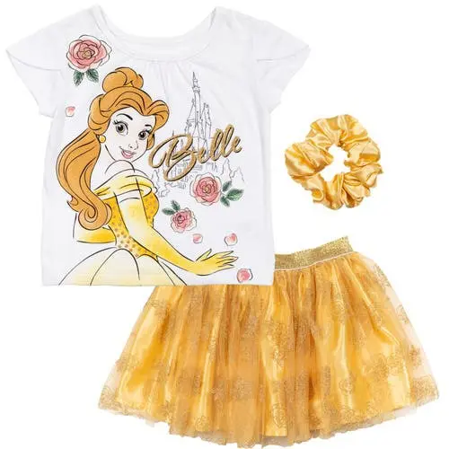 Disney T-shirt, Skirt, And Scrunchie Set - Belle White White