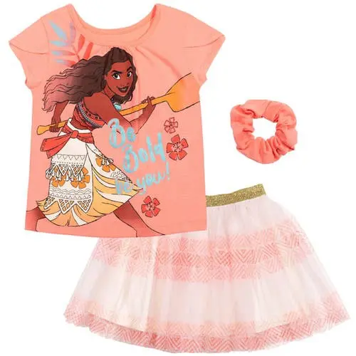 Disney T-shirt, Skirt, And Scrunchie Set - Moana Orange