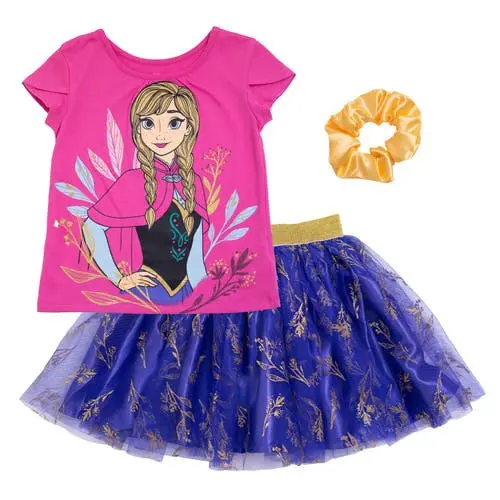 Disney T-shirt, Skirt, And Scrunchie Set - Princess Anna Pink Pink