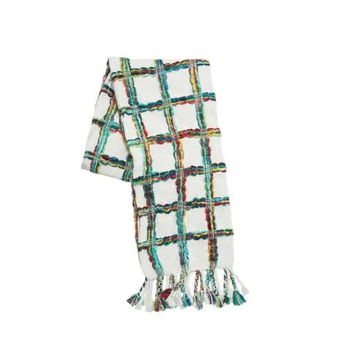 CAROL & FRANK 50" X 60" Mimi Winter Cotton Woven Throw Blanket With Fringe - Blue