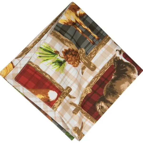 C&F HOME Bryson Retreat Reversible Rustic Lodge Cloth Napkin Set Of 6 - Red