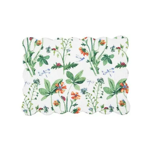 C&F HOME Clover Bug Watercolor Garden 100% Cotton Quilted Set Of 6 Placemats 13" X 19