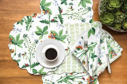 C&F HOME Clover Bug Watercolor Garden 100% Cotton Quilted Set Of 6 Placemats 13" X 19