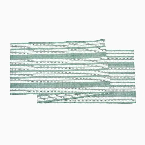C&F HOME Warner Emerald Dining Table Runner 14" X 72 - Green