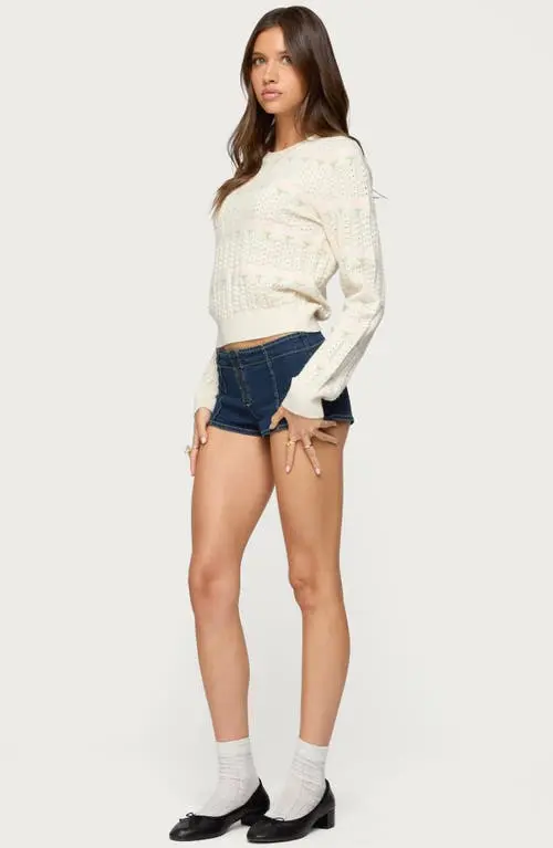 EDIKTED Emerie Floral Pointelle Stitch Sweater