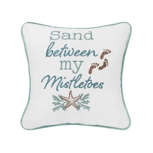C&F HOME Sand Between My Mistletoes Christmas Throw Pillow - Blue