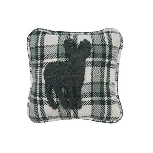 C&F HOME Deer Plaid Cotton Blend Mini Accent Pillow 8" X 8 - Green