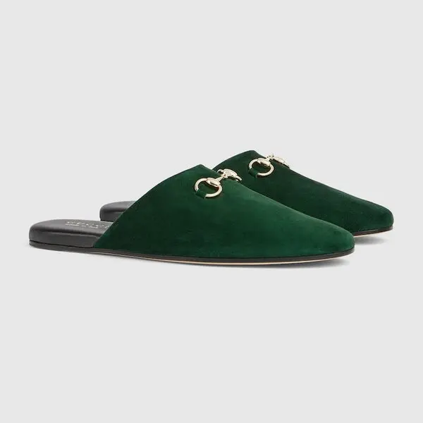 Gucci Horsebit Suede Mules
