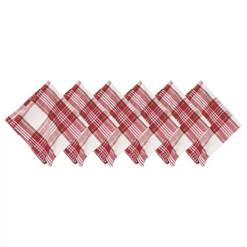 C&F HOME Gracelyn Plaid Napkins Set Of 6 - Red
