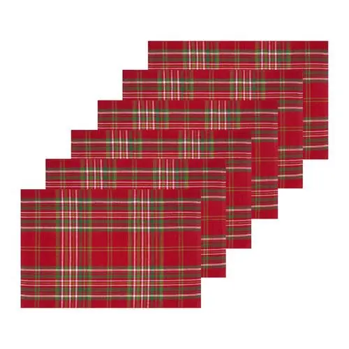 C&F HOME Jonah Plaid Placemats Set Of 6 - Red