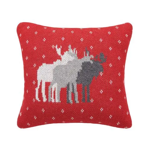 C&F HOME 3 Moose Cotton Small/petite Accent Pillow - Grey