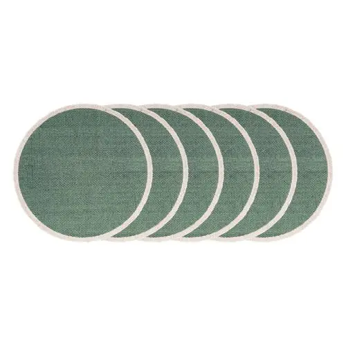 C&F HOME Fringed Aspen Round Placemats Set Of 6 - Green