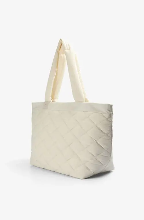 SCALPERS Quilted Nylon Tote Bag - Ecru