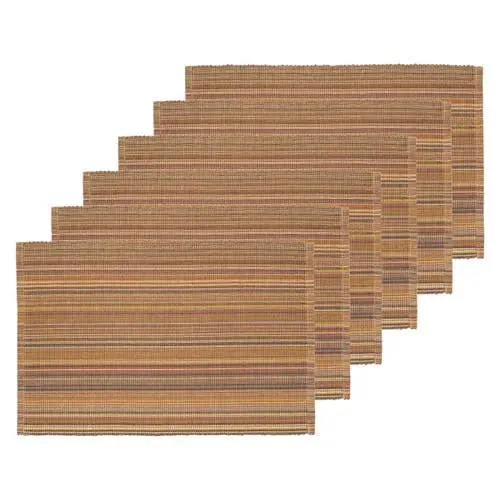 C&F HOME Cedar Stripes 100% Cotton Handwoven Set Of 6 Placemats 13" X 19 - Brown